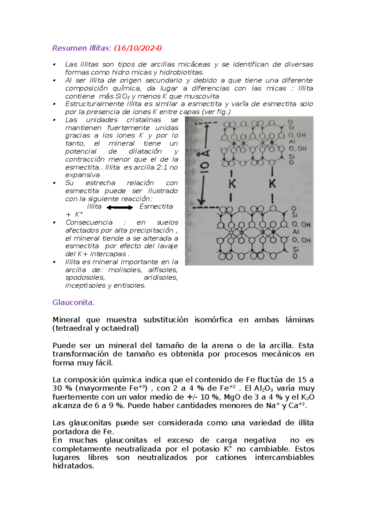 Química-Suelos - Química de Suelos - Arcillas - Resumen Illitas: (16/10 ...