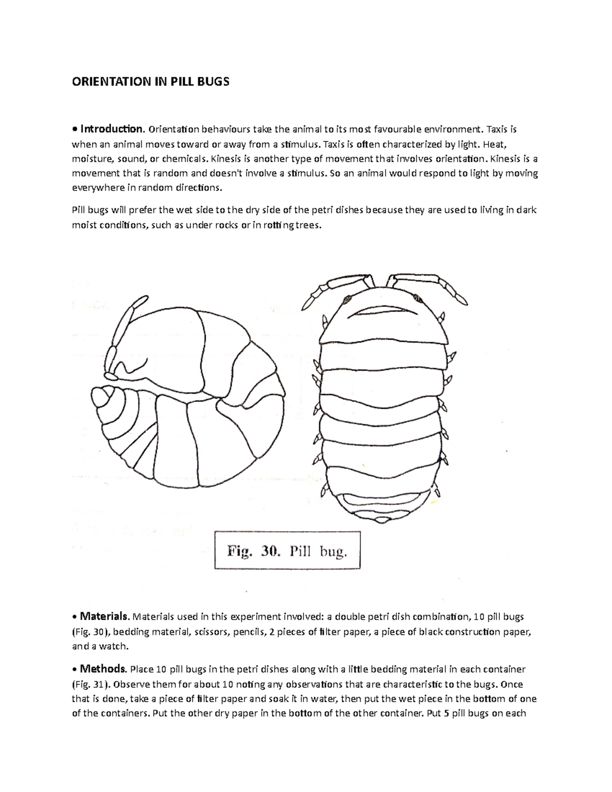 Orientation in pill bug - ORIENTATION IN PILL BUGS • Introduction ...
