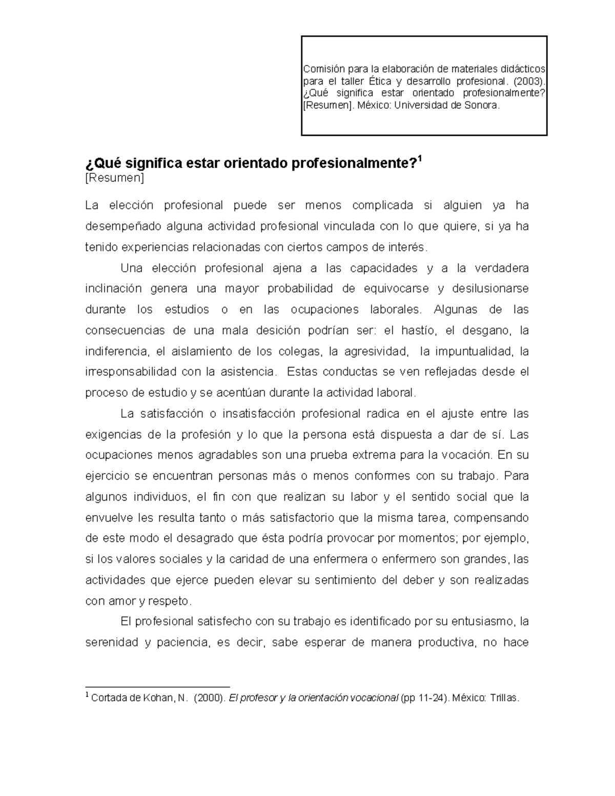 Orientado a1t1u4 - Orientacion vocacional - ¿Qué significa estar ...