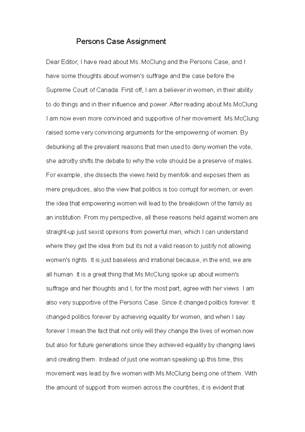 Persons Case Assignment - Persons Case Assignment - Studocu