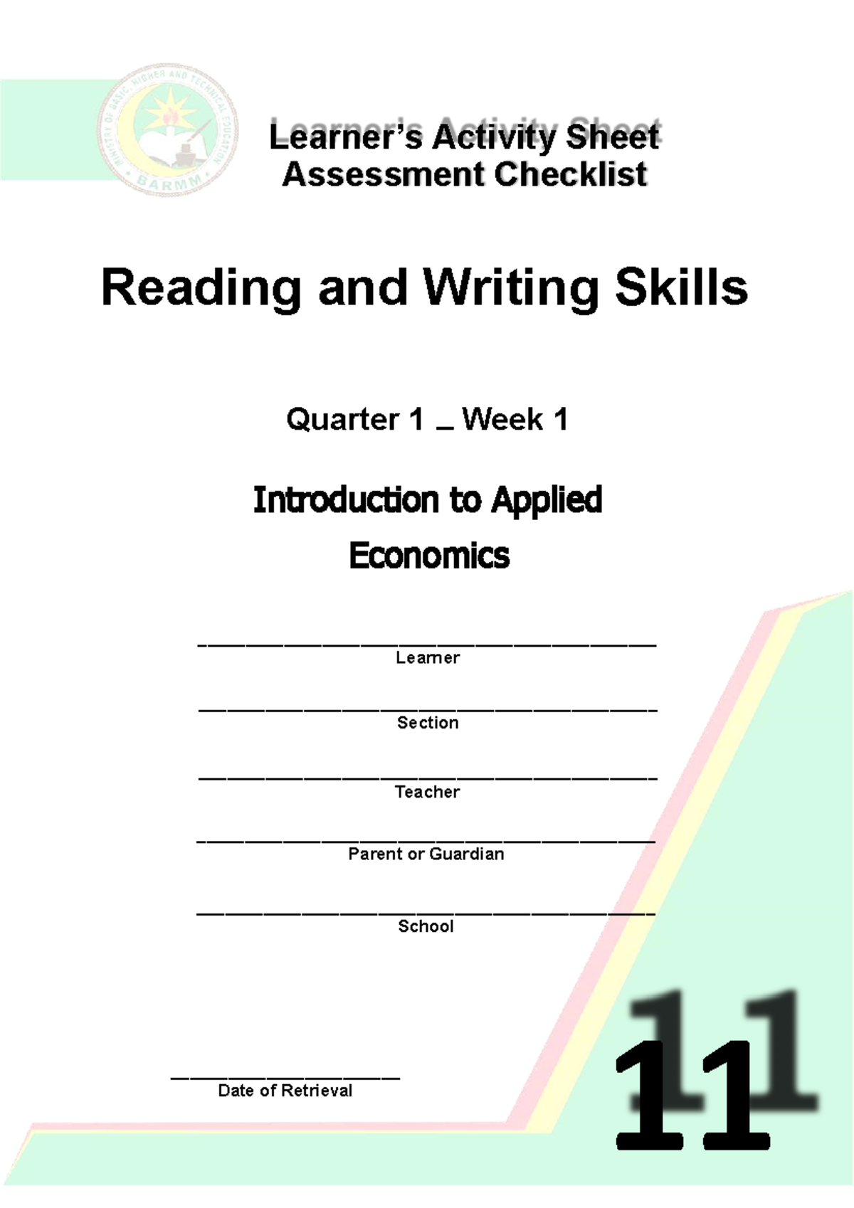 Applied Economics ALM - Reading and Writing Skills Learner’s Activity ...