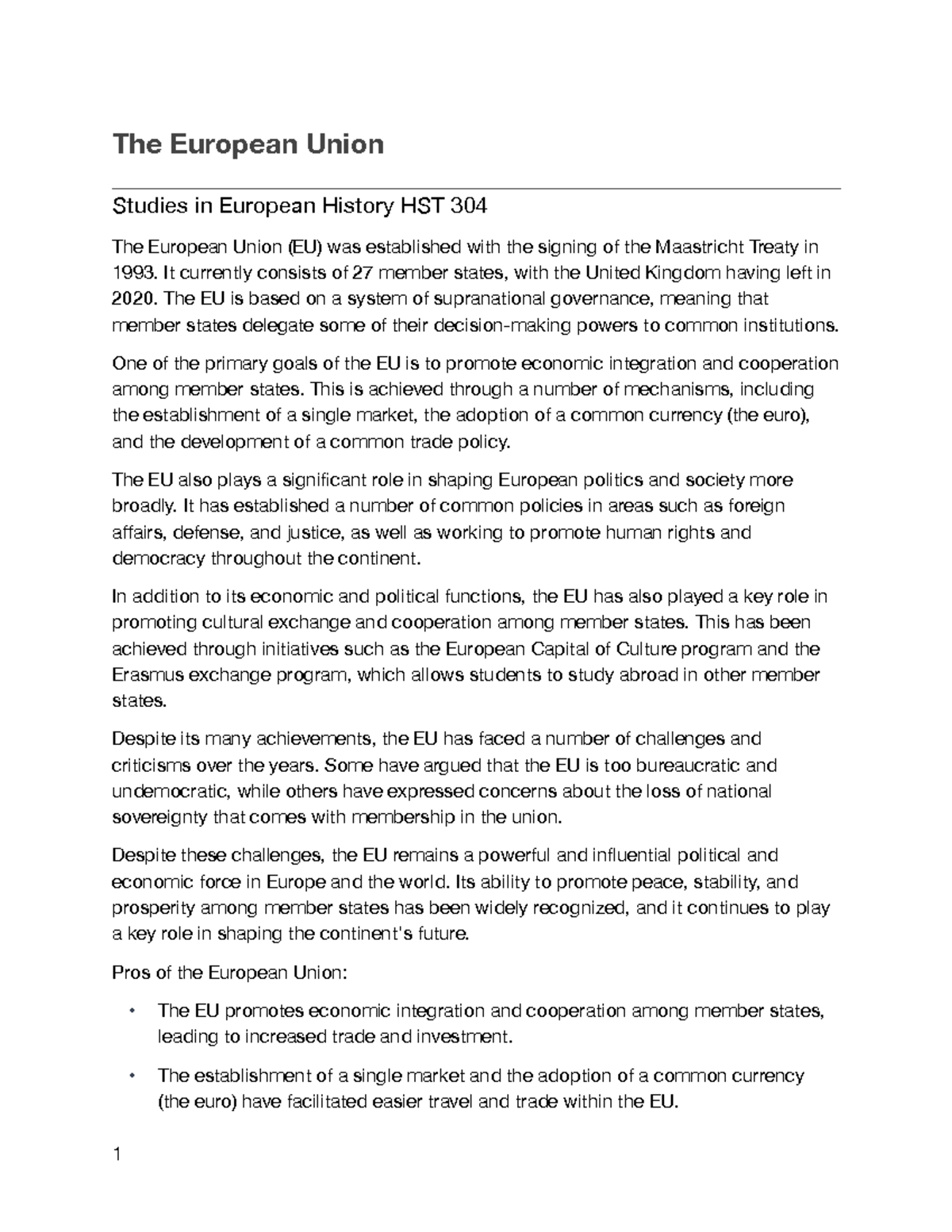 The European Union Notes - The European Union Studies in European ...