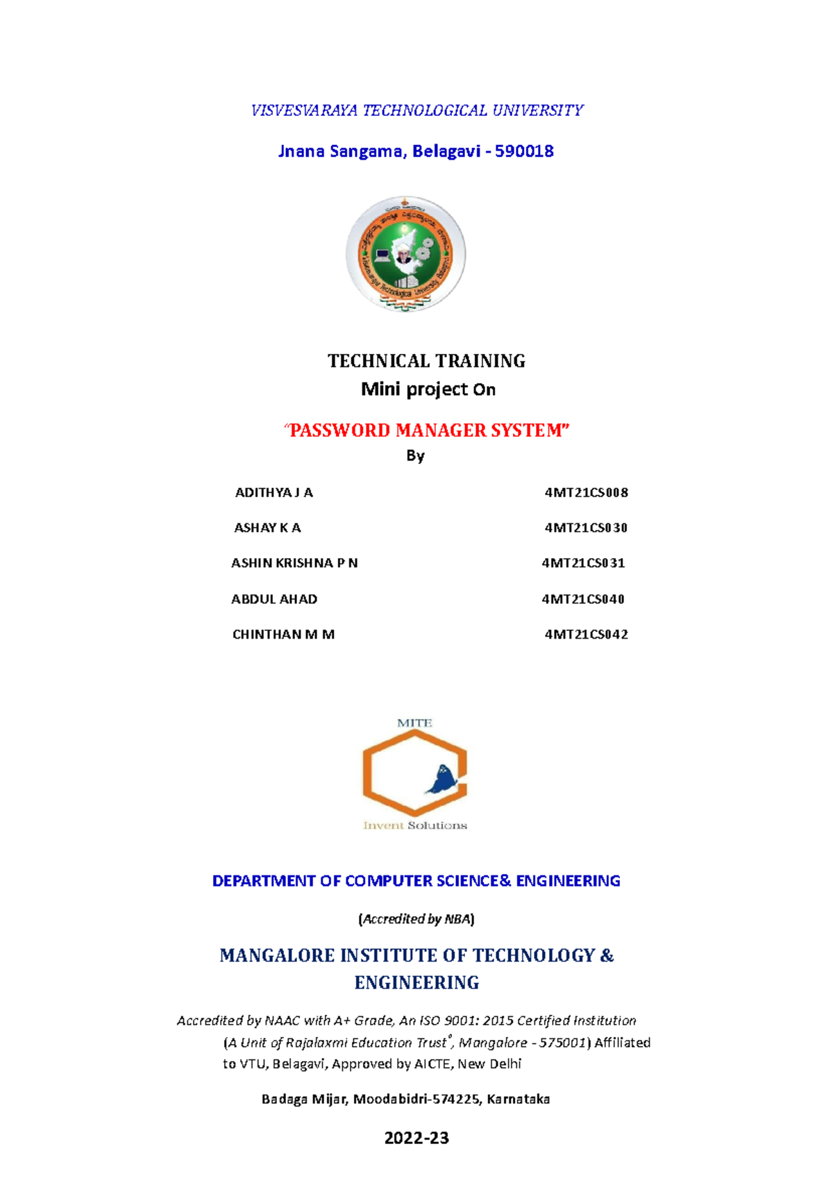 Technical - VISVESVARAYA TECHNOLOGICAL UNIVERSITY Jnana Sangama ...
