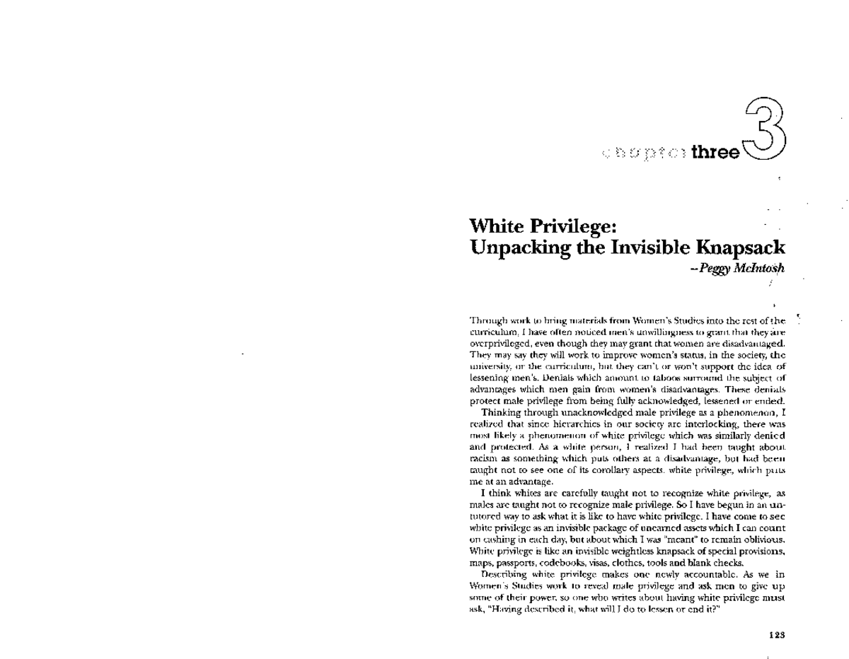 White Privilege - Psoxiology - three 3 White Privilege: Unpacking the ...