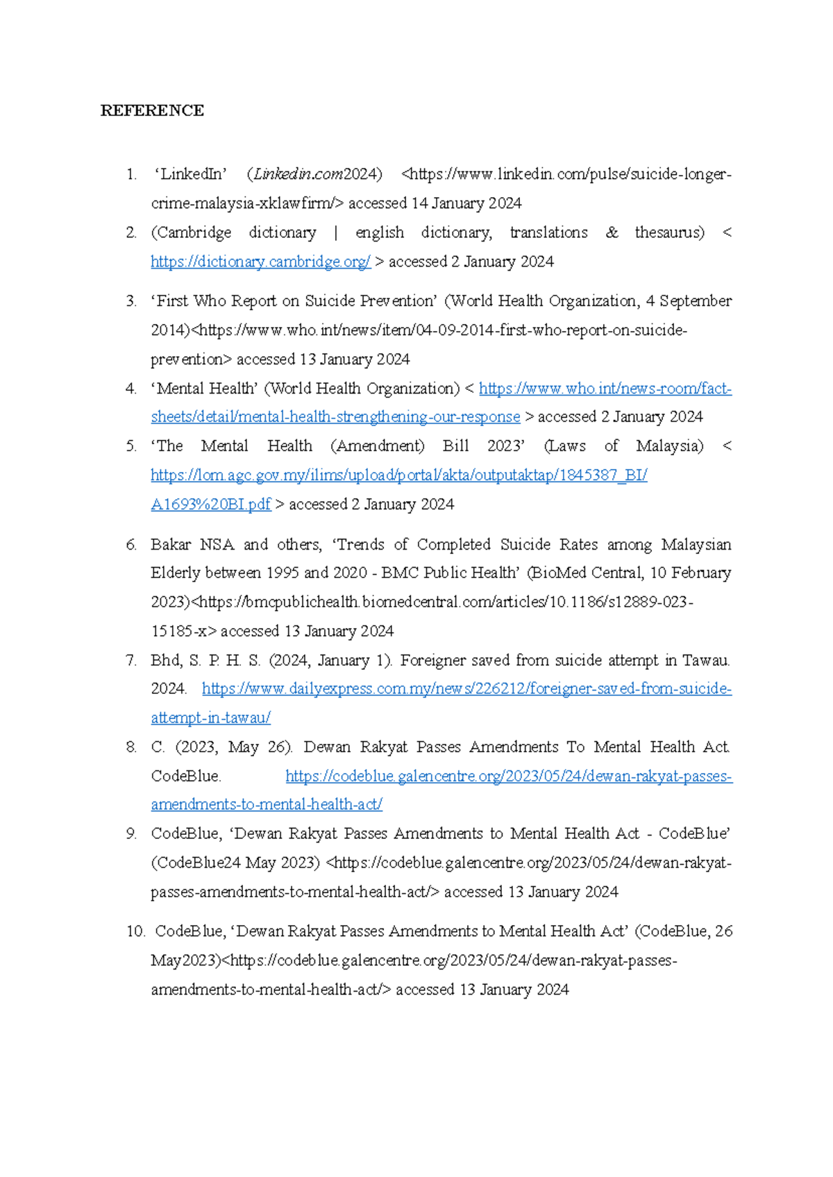 assignment reference - REFERENCE ‘LinkedIn’ (Linkedin)