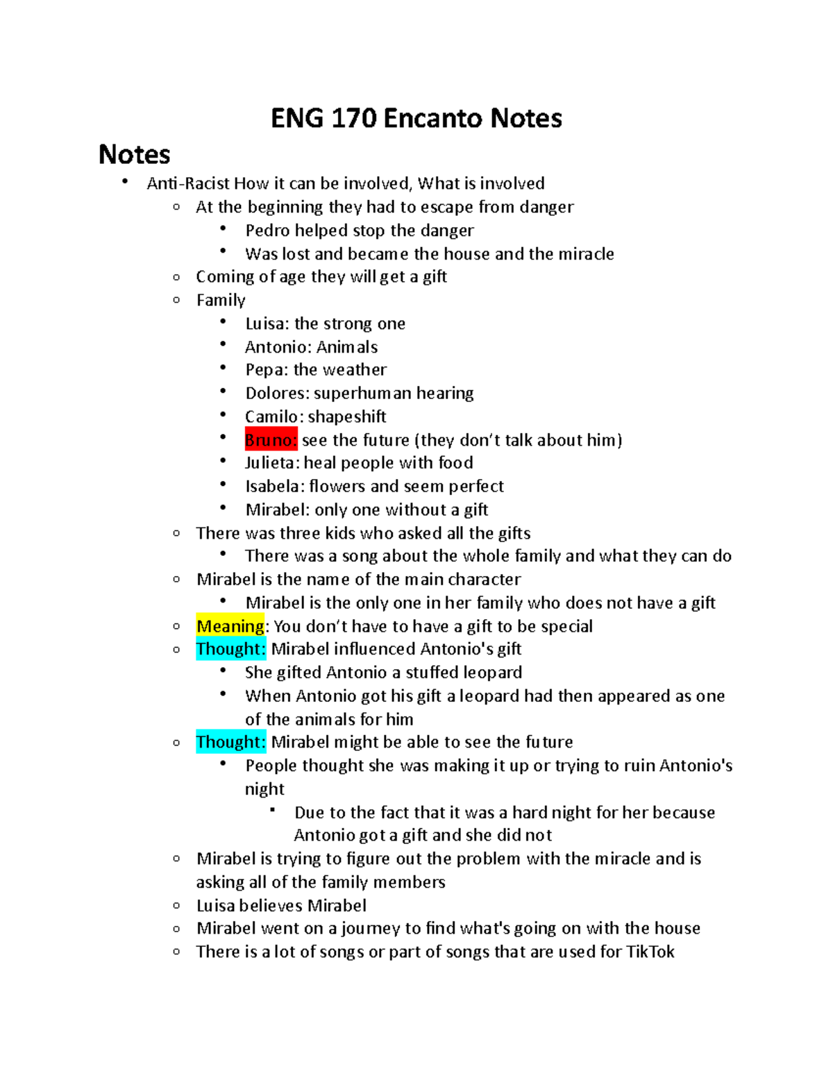 ENG 170 Encanto Notes - ENG 170 Encanto Notes Notes Anti-Racist How it ...