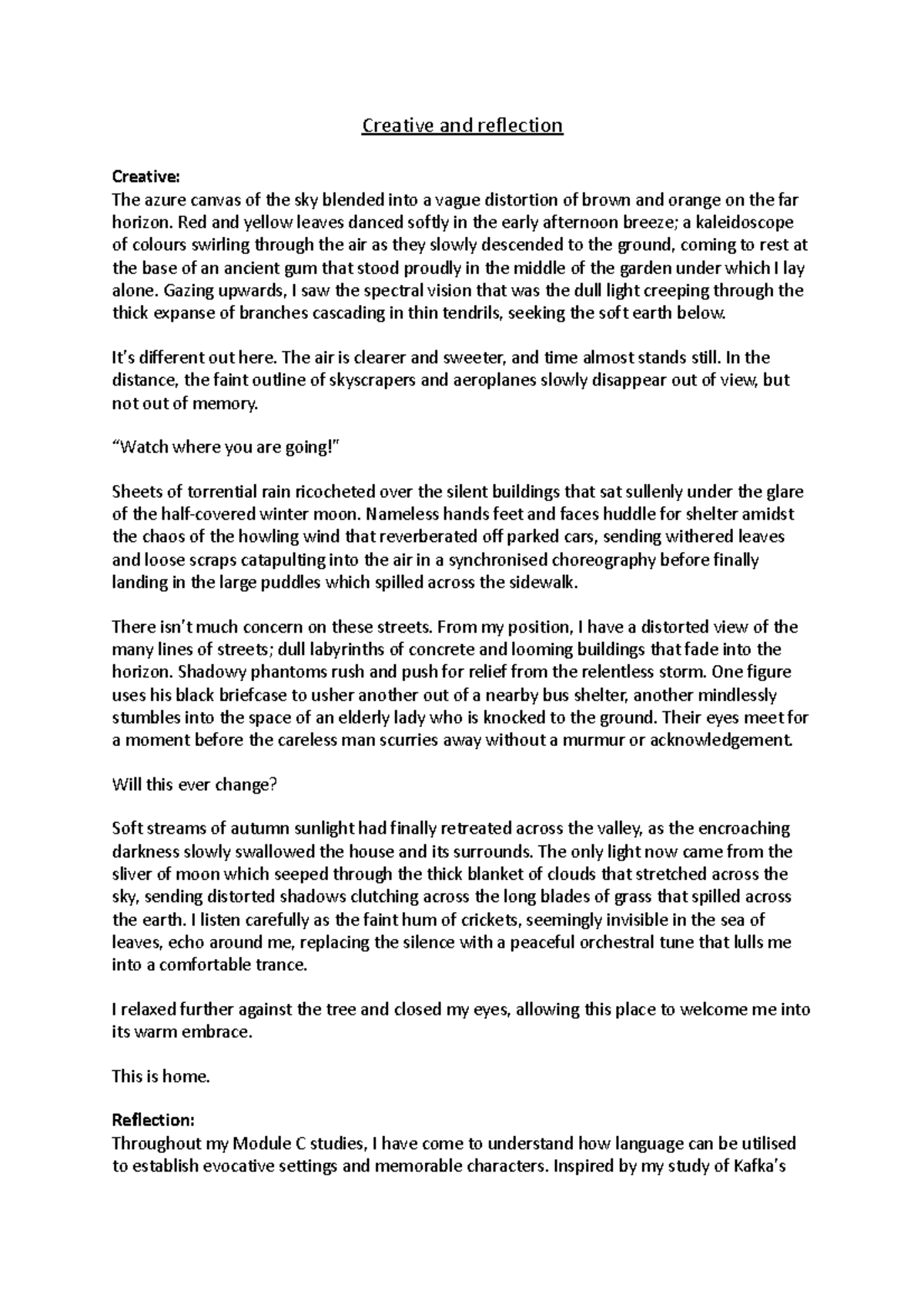 Creative and reflection - Creative and reflection Creative: The azure ...