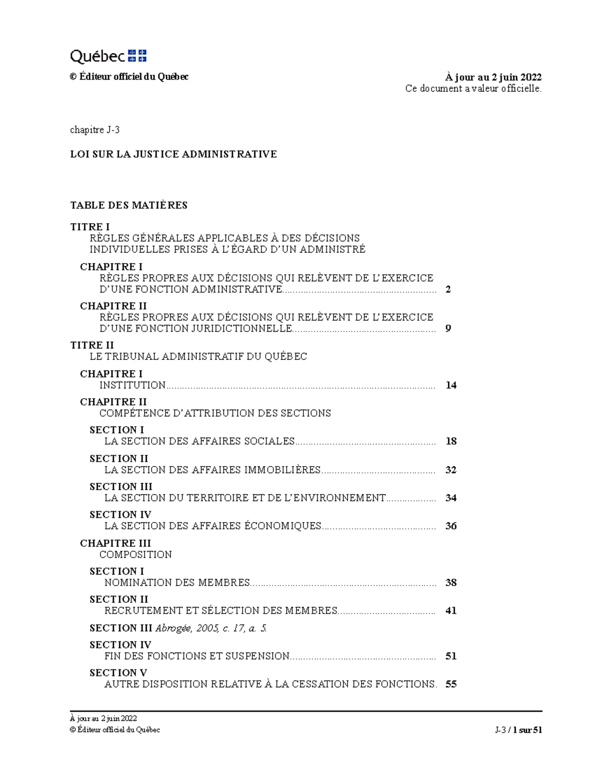 Loi sur la justice administrative - chapitre J- LOI SUR LA JUSTICE ...