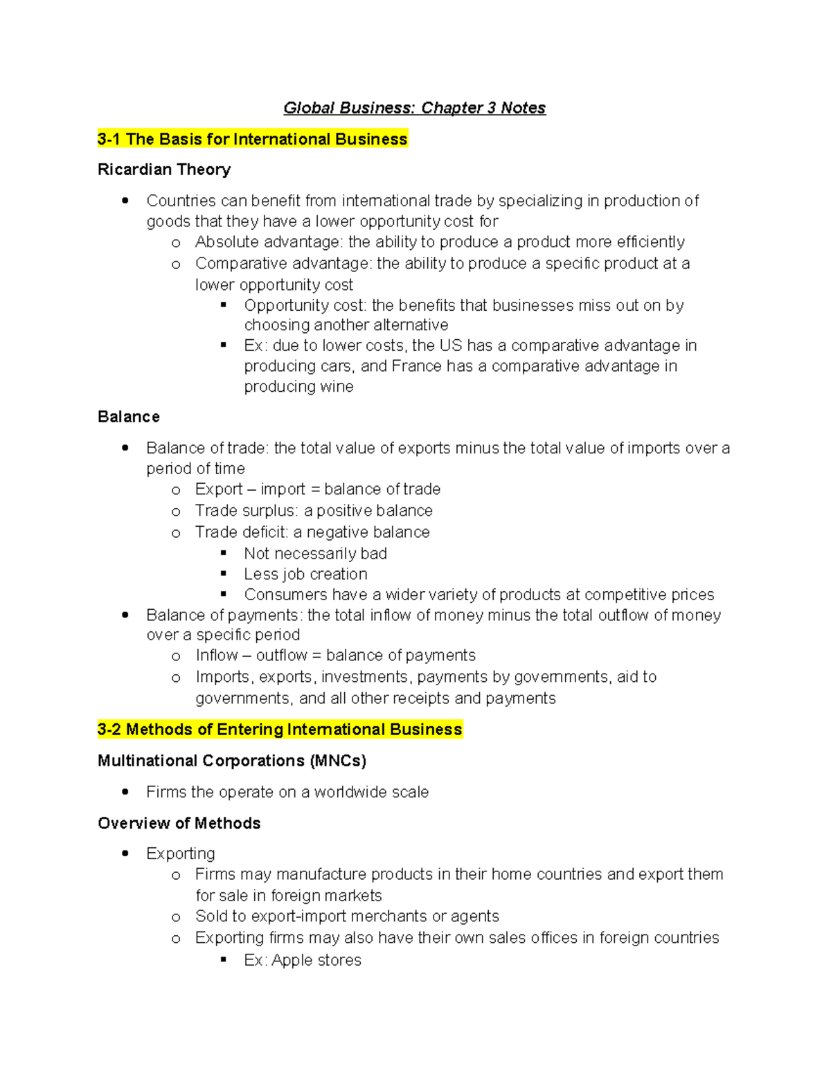 SEVI 2053 Chapter 3 - Tsutomu Doiguchi - Global Business: Chapter 3 ...