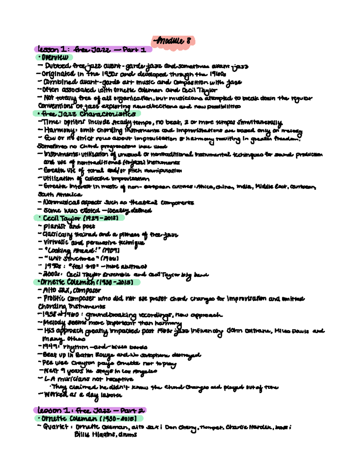 New Directions in Jazz - Module 8 ####### lesson 1 freeJAZZ Part I ...