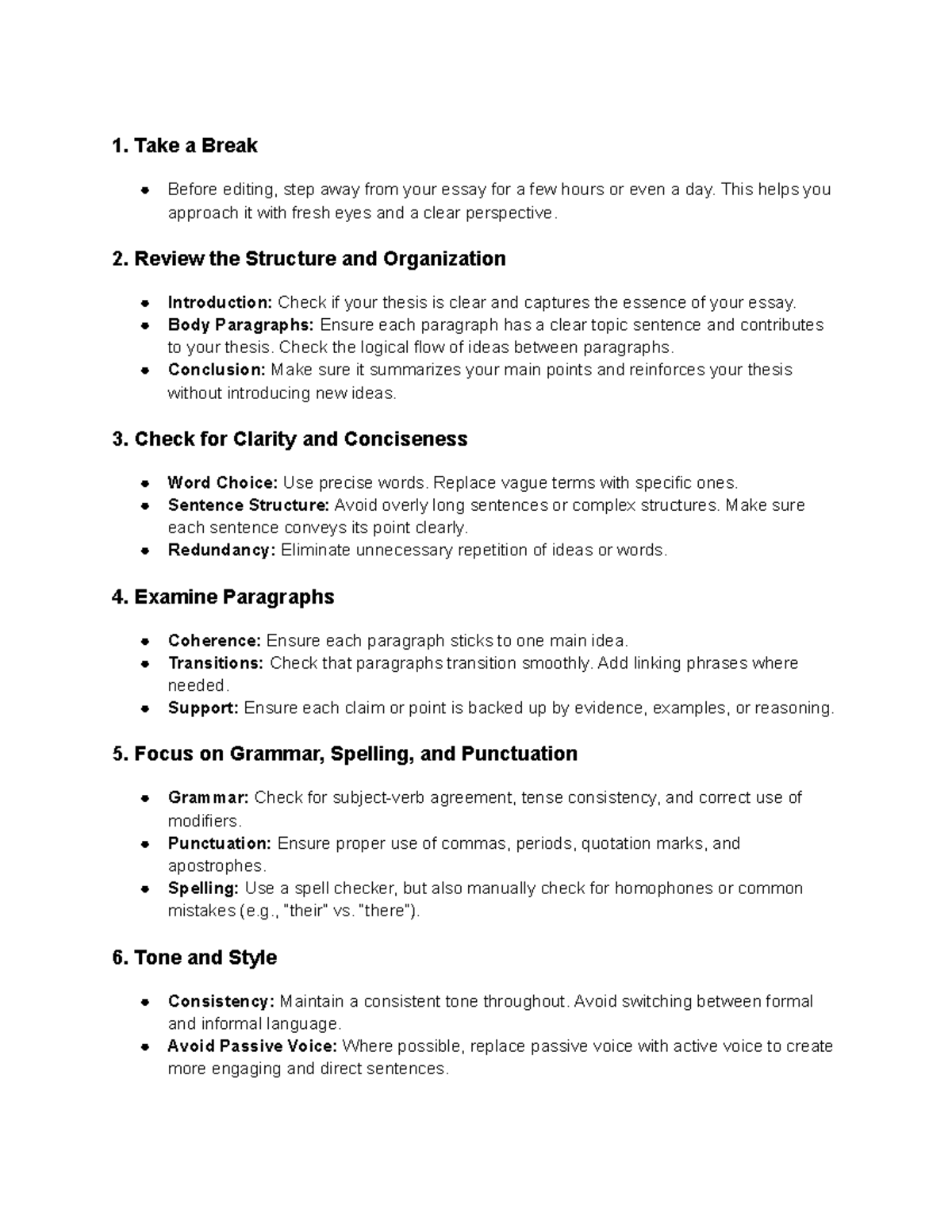 Untitled document - How to edit an essay for begginers - 1. Take a ...