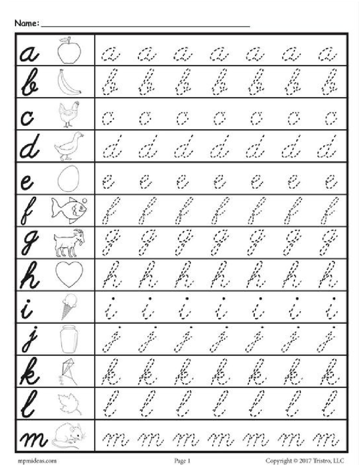 Cursive writing - lgfxz - Name: a a b I C C d e f g h KEEKERA i P j k R ...