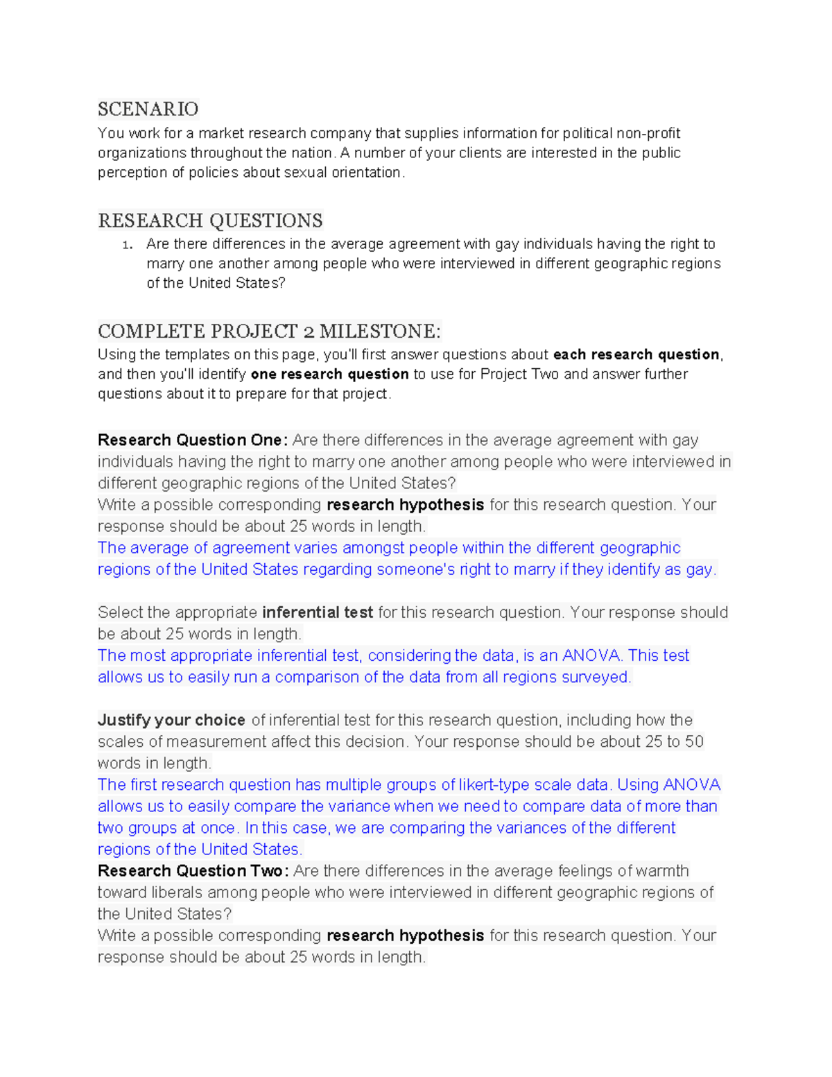 PSY260 Project 2 Milestone - SCENARIO You work for a market research ...