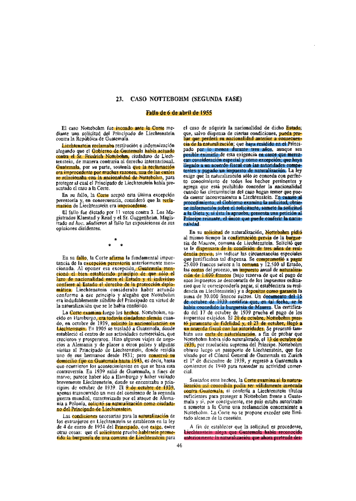 Caso/Asunto Nottebohm - 23. CASO NOTTEBOHM (SEGUNDA FASE) Fallo de 6 de ...