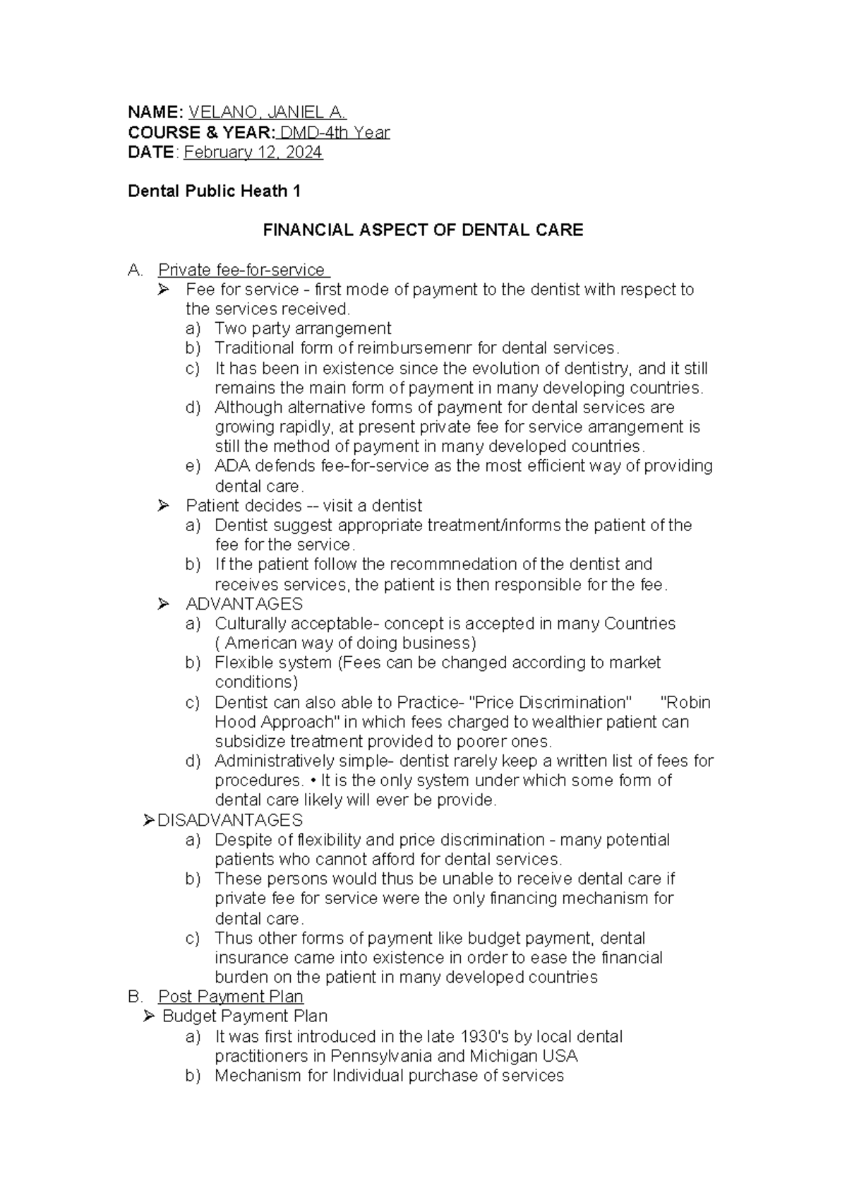 DPH-copy - Study - NAME: VELANO, JANIEL A. COURSE & YEAR: DMD-4th Year ...