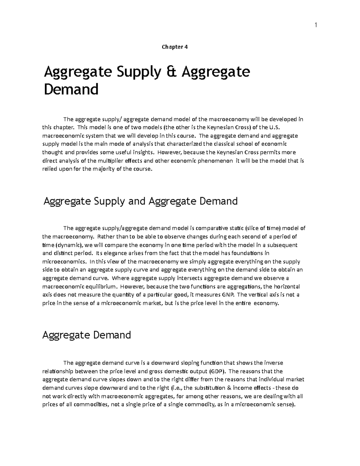 Note 20 - Class notes - Chapter 4 Aggregate Supply & Aggregate Demand ...