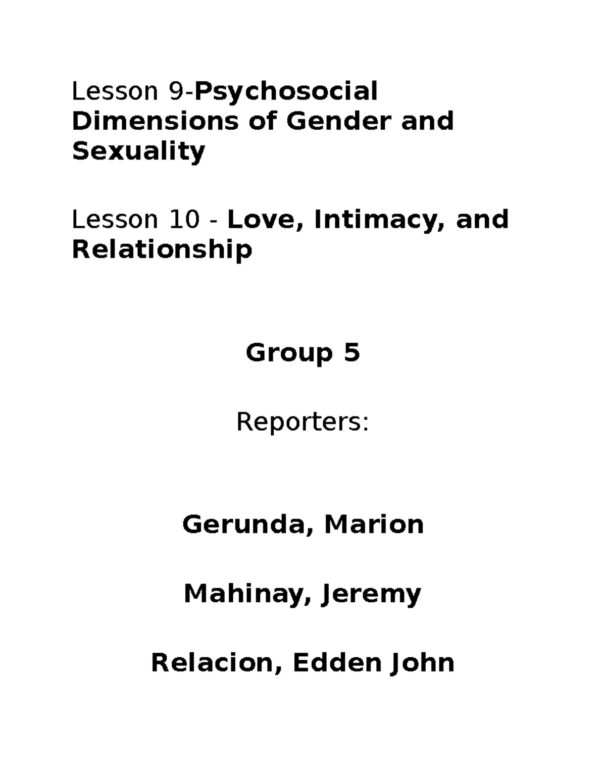 Hardcopy - asd - Lesson 9-Psychosocial Dimensions of Gender and ...