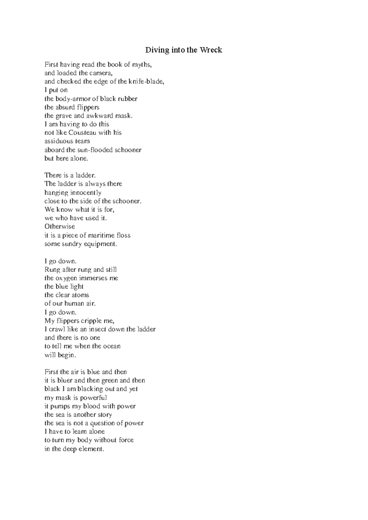 Diving into the Wreck-2 - Diving into the Wreck First having read the ...