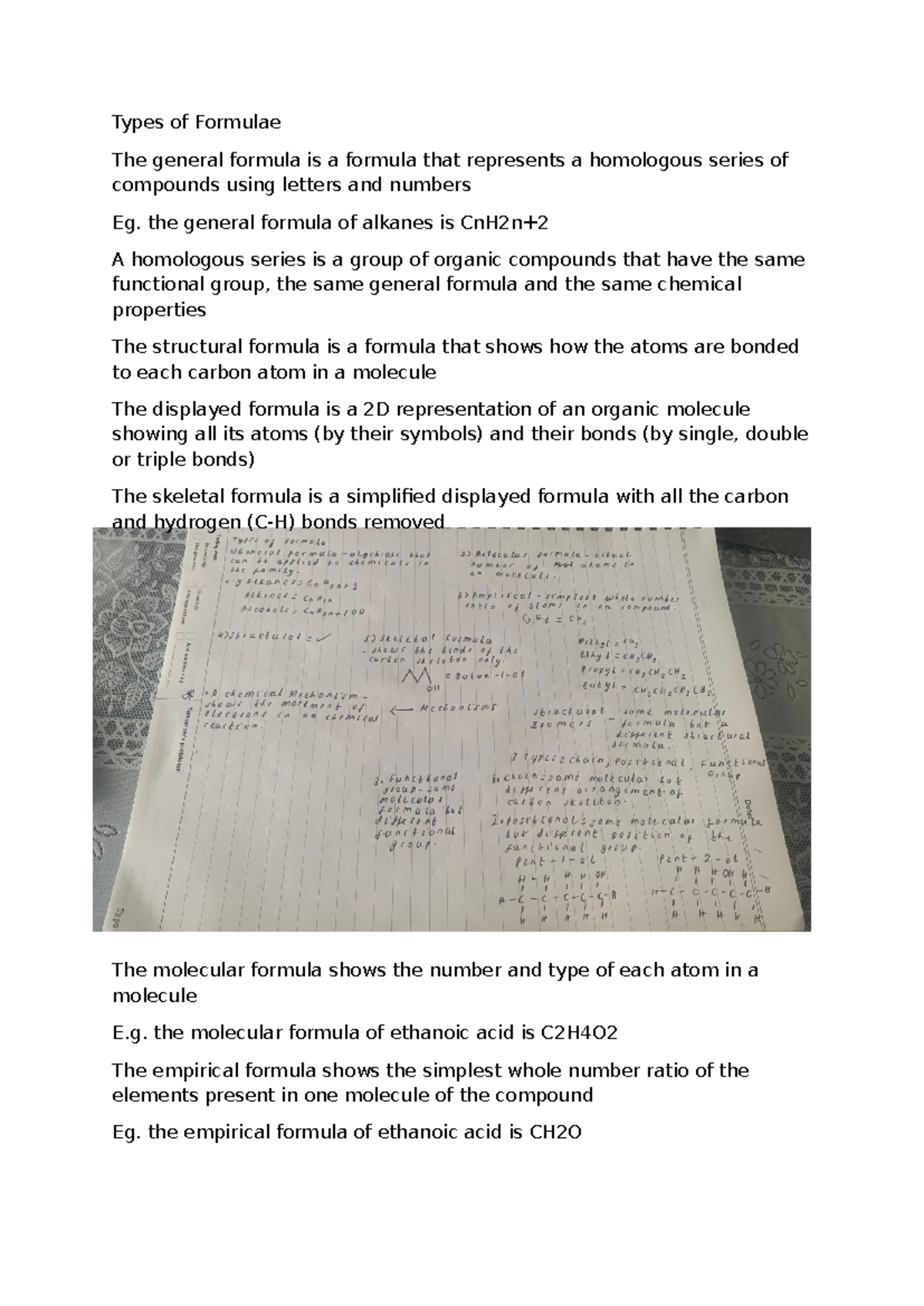 Types of formula to learn - Types of Formulae The general formula is a ...