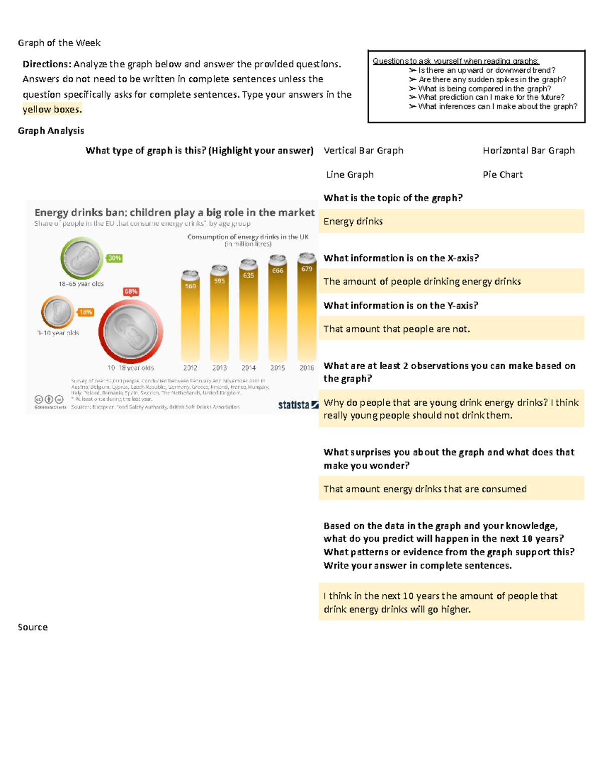 - Graph of the Week- Energy Drinks - Graph of the Week Directions ...