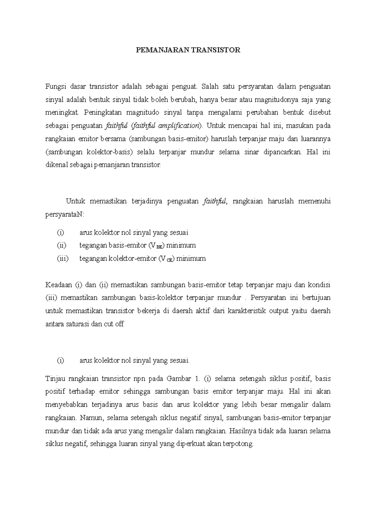 Pemanjaran Transistor Untuk Penguat - PEMANJARAN TRANSISTOR Fungsi ...