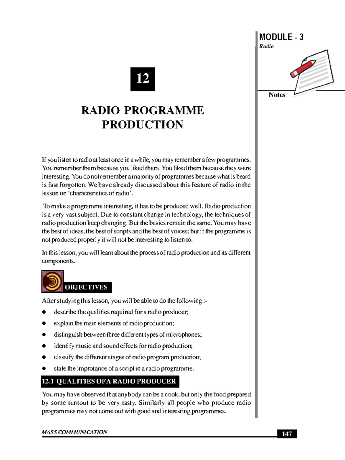 Radio-program-production - MASS COMMUNICATION MODULE - 3 Radio Notes 12 ...