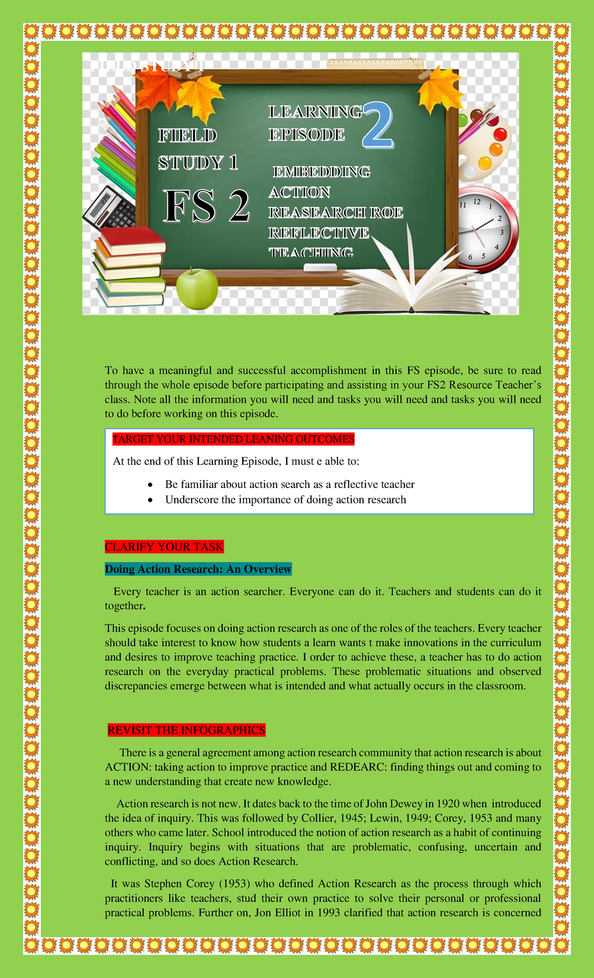 Learning Episode 2 - NEW - To have a meaningful and successful accomplishment in this FS episode ...