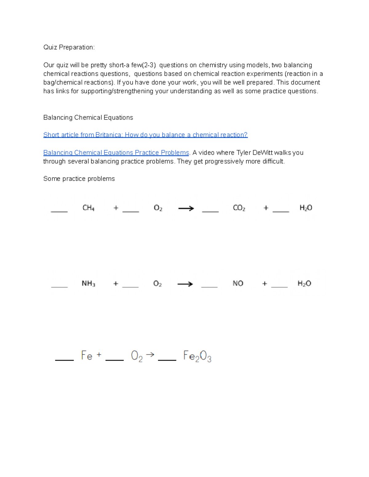 Quiz Preparation chemical reactions conservation of mass - Quiz ...