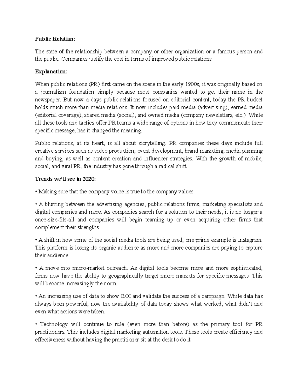 PR and advertisement - Lecture Notes - Public Relation: The state of ...