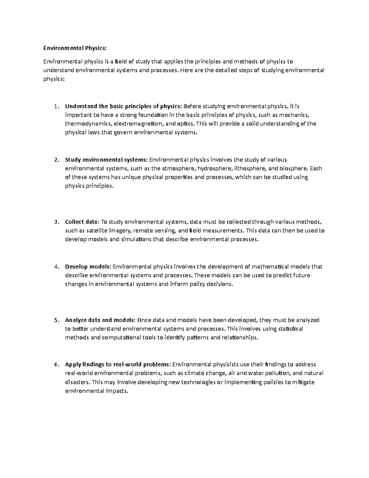 Environmental Physics - Environmental Physics: Environmental physics is ...