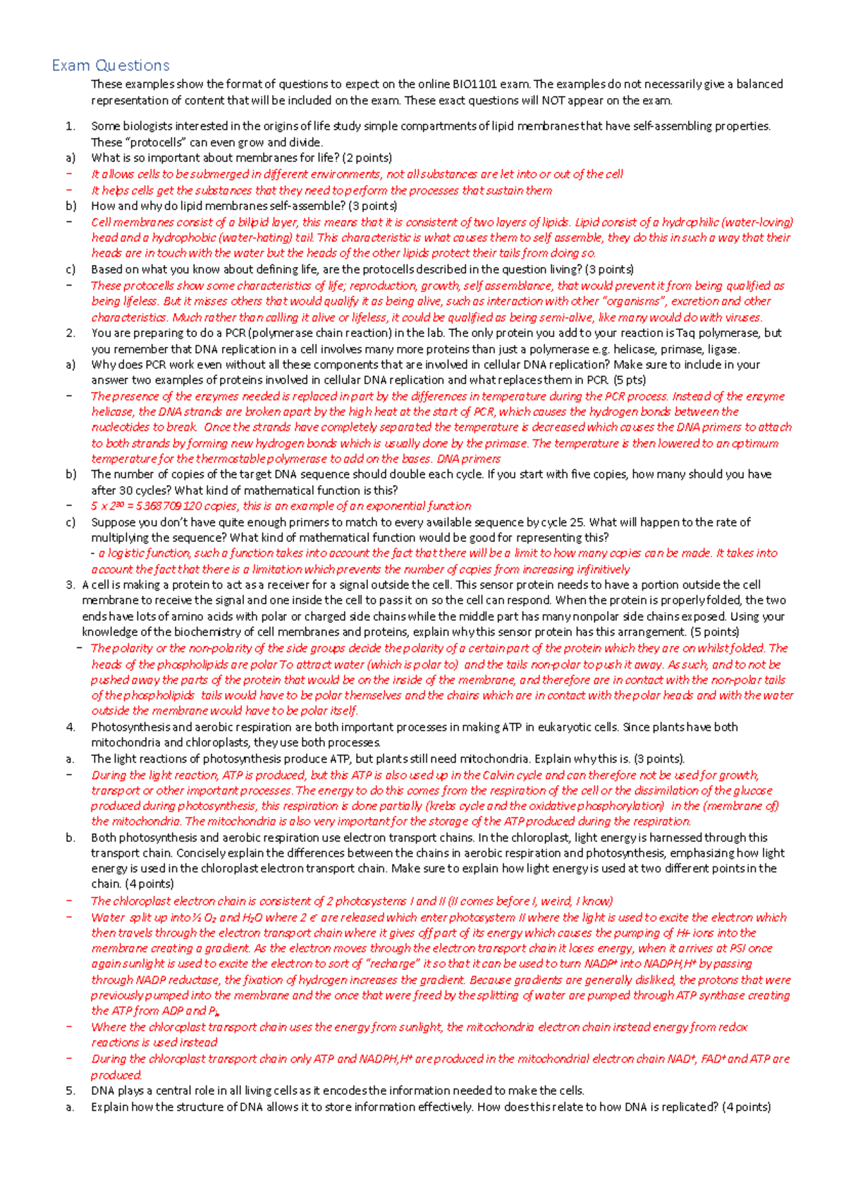 Exam Questions + answers - Exam Questions These examples show the ...