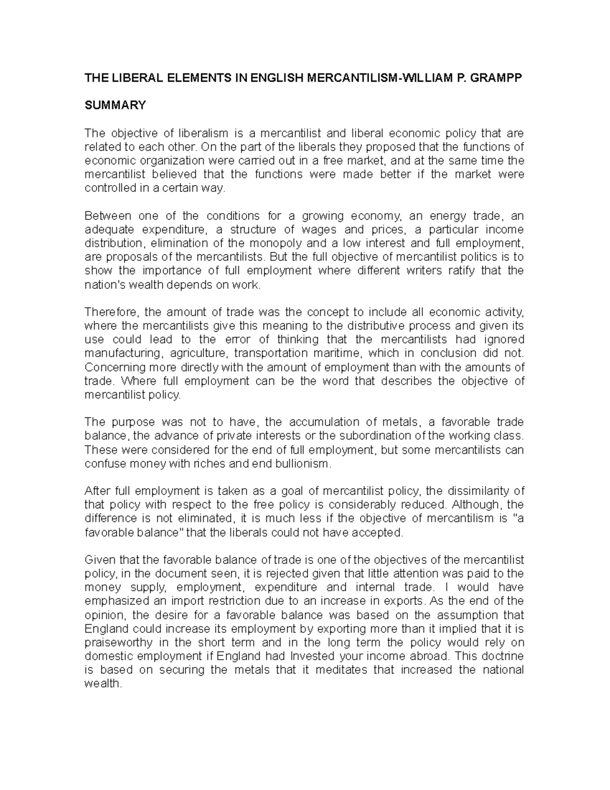 THE Liberal Elements - Resumen Mercantilist Economics - THE LIBERAL ...