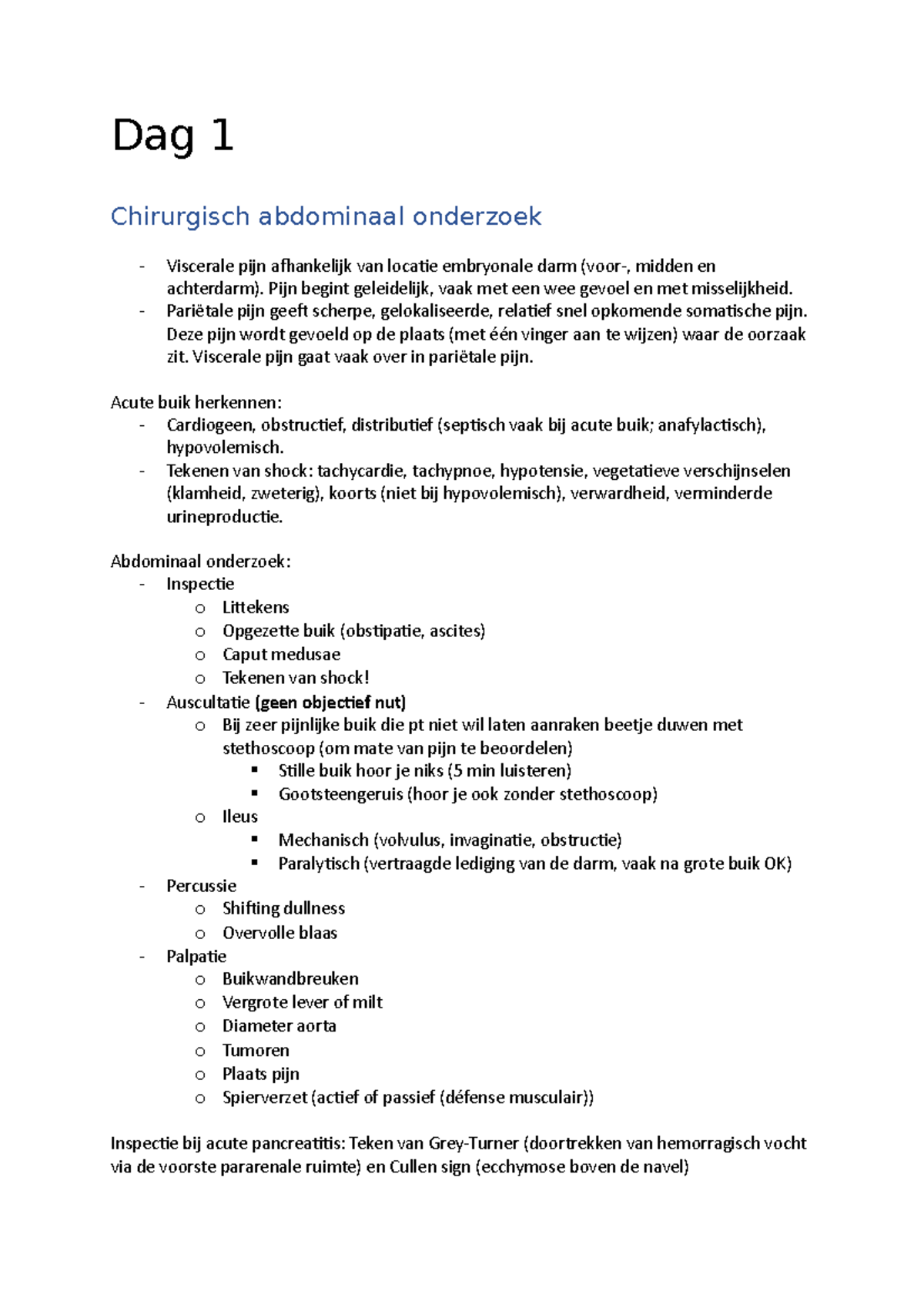 chirurgisch abdominaal onderzoek - Dag 1 Chirurgisch abdominaal ...