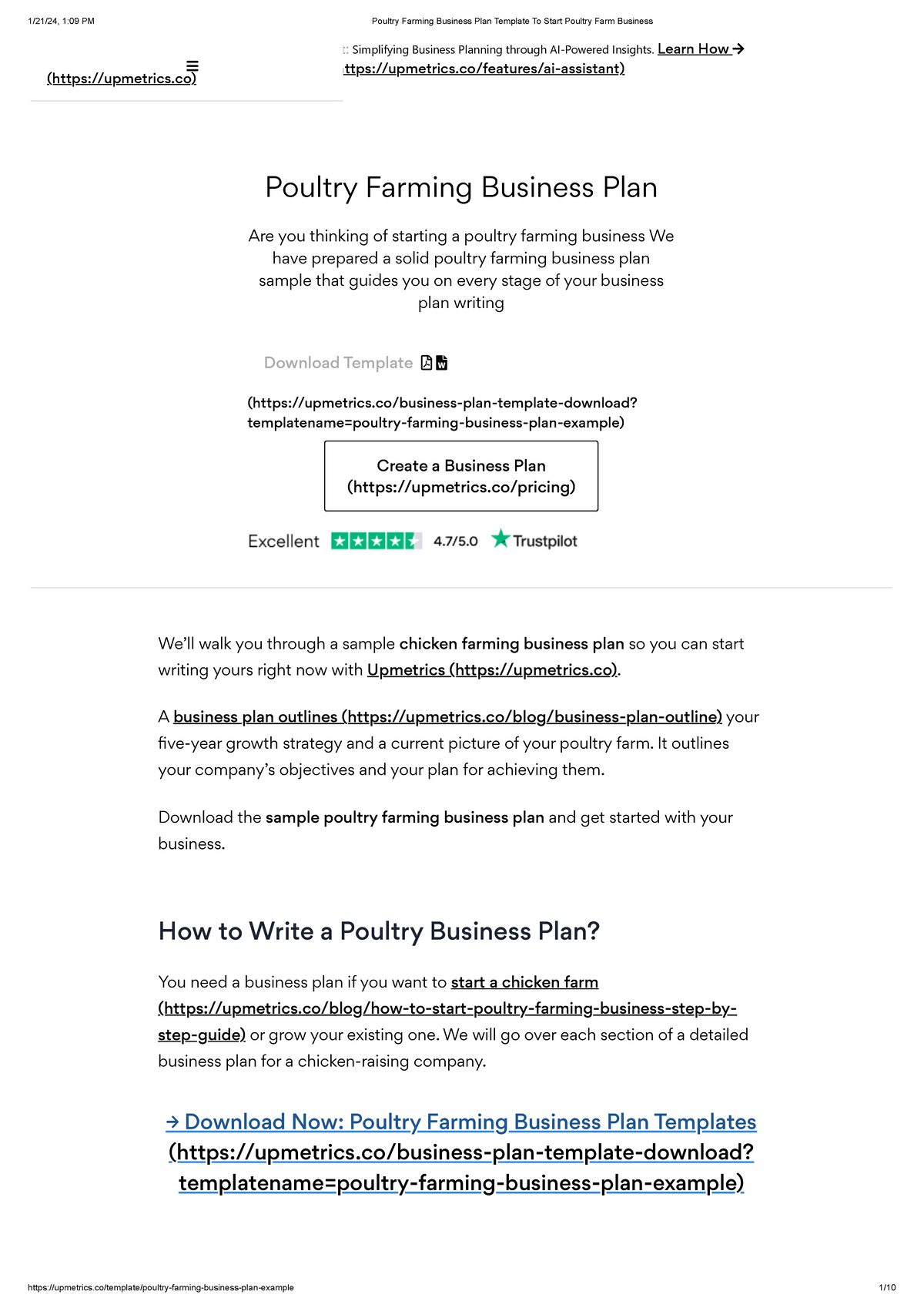 Poultry Farming Business Plan Template To Start Poultry Farm Business ...