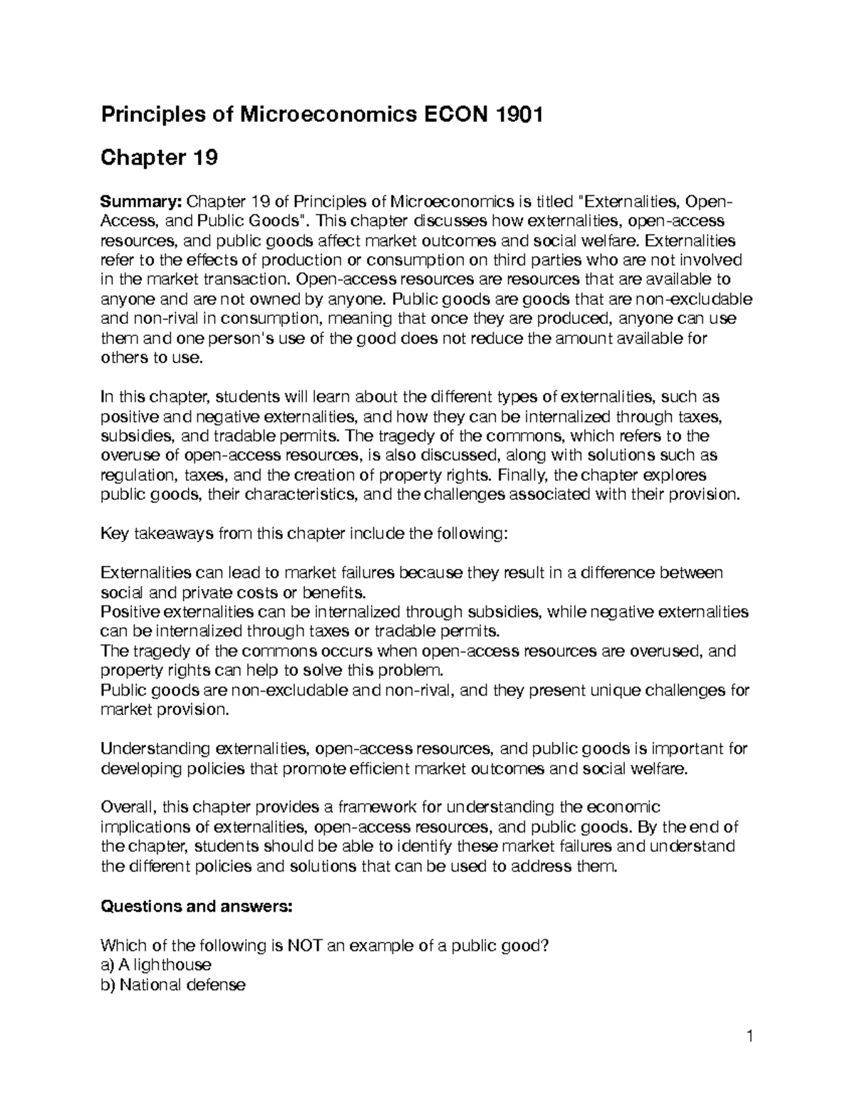 ECON 1901 - Chapter 19 - Principles of Microeconomics ECON 1901 Chapter ...