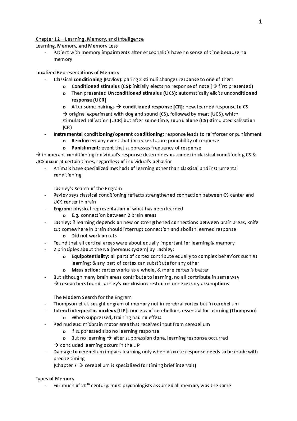 Chapter 12 - Bio - Biopsychology, Global Edition - Chapter 12 – Learning, Memory, and ...