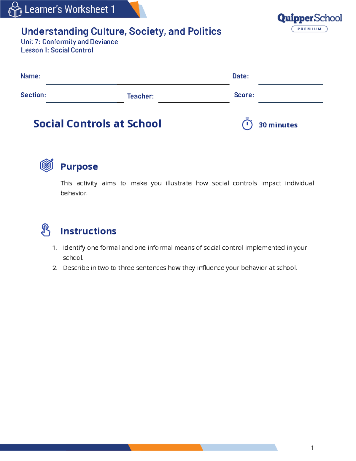 UCSP 11 12 Q1 0701 Conformity and Deviance SW1 - Understanding Culture ...