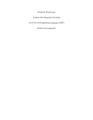 6-1 Assignment Memory and Storage Management - Mohamed Elmarzougui 12/12/ Southern New Hampshire ...