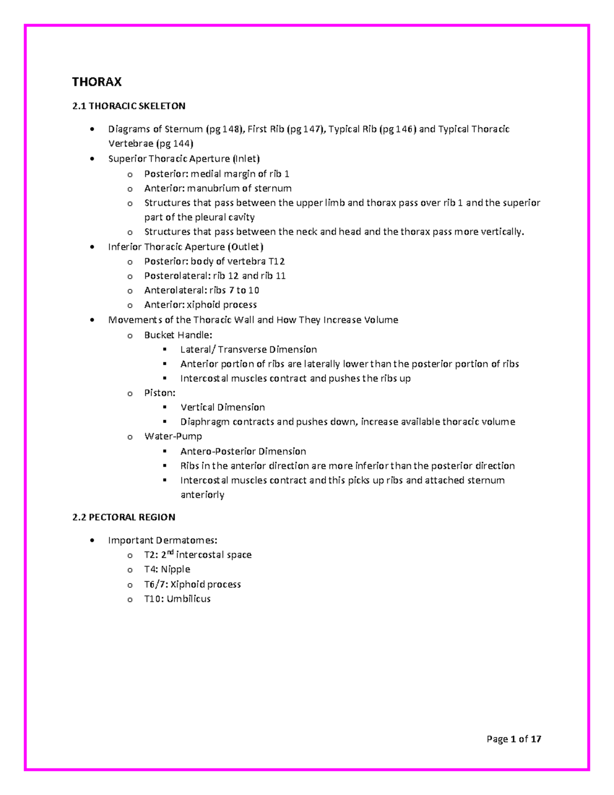 Thorax - a summary of the study outcomes of the study guide - THORAX 2 ...