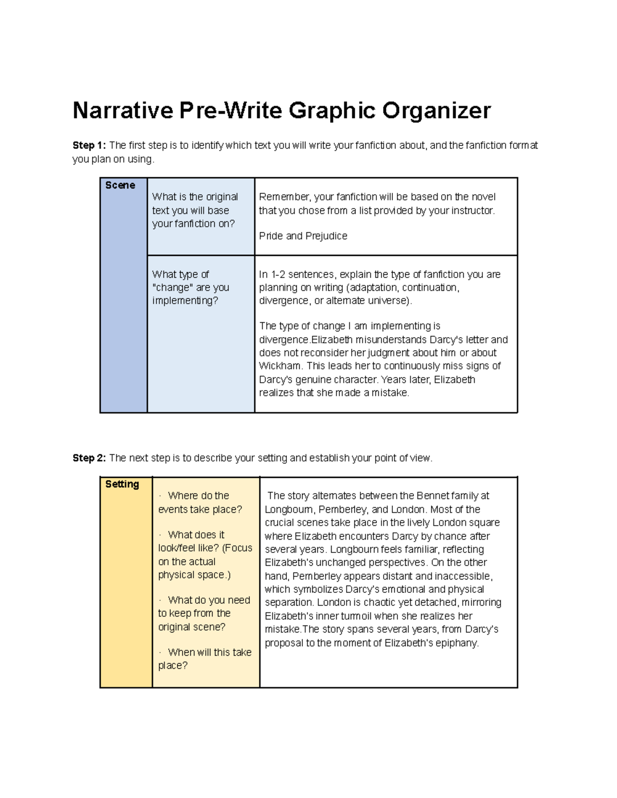 English 3.01 Narrative Pre-Write Graphic Organizer - Narrative Pre ...