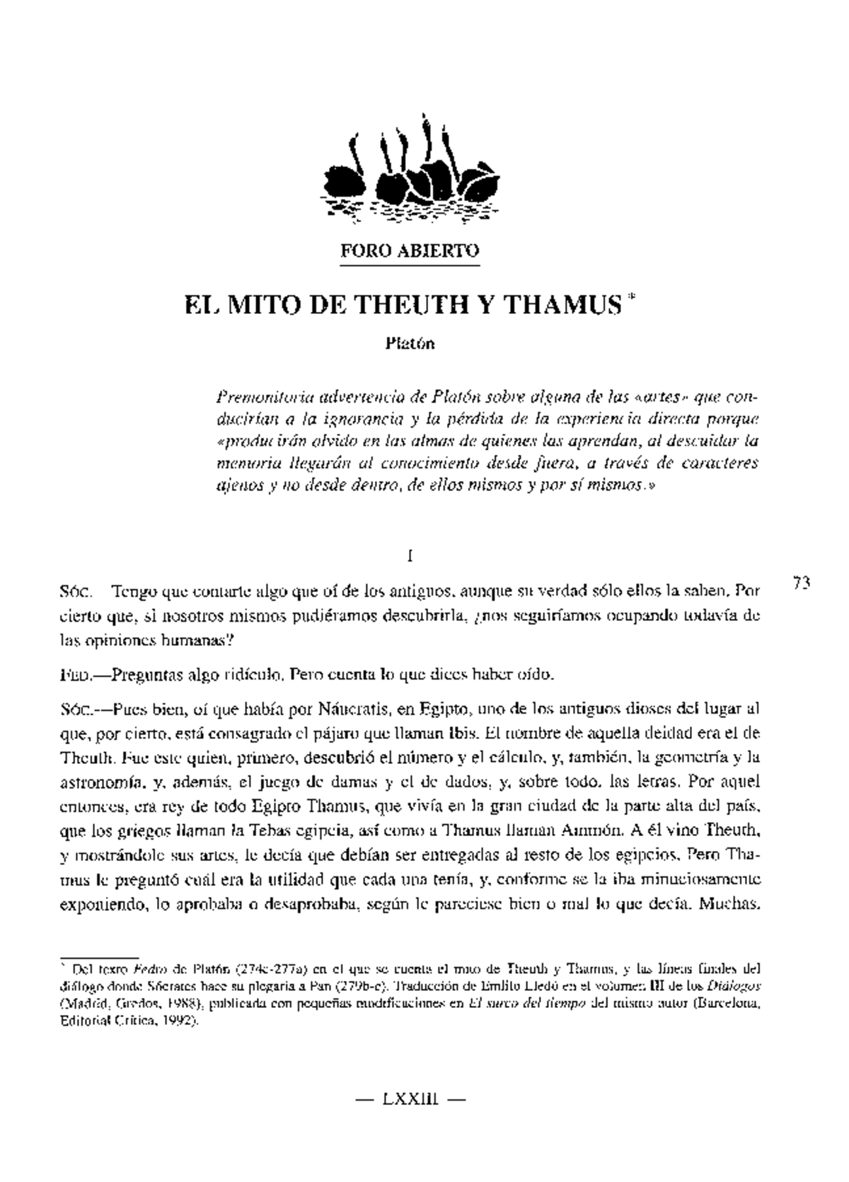 Dialnet-El Mito De Theuth YThamus-2611632 - FORO ABIERTO EL MITO DE ...