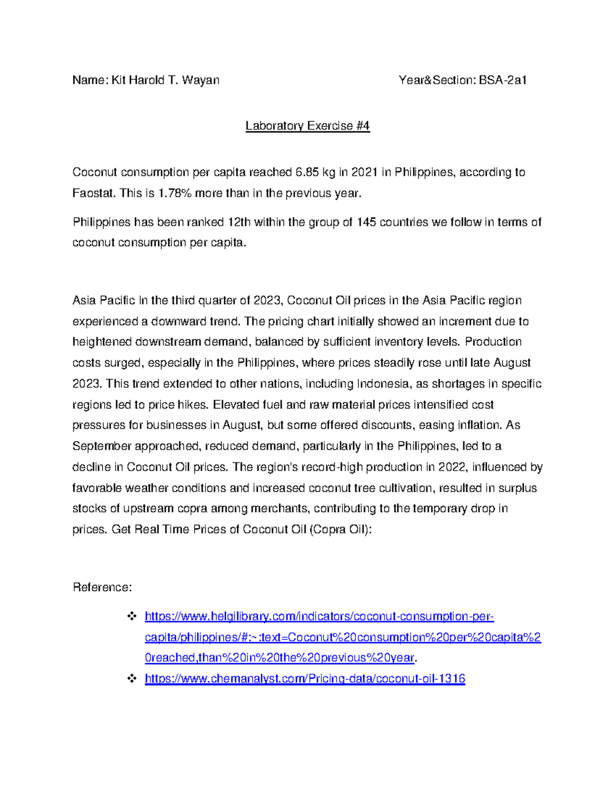2a1 wayan lab4 - wa lage - Name: Kit Harold T. Wayan Year&Section: BSA ...
