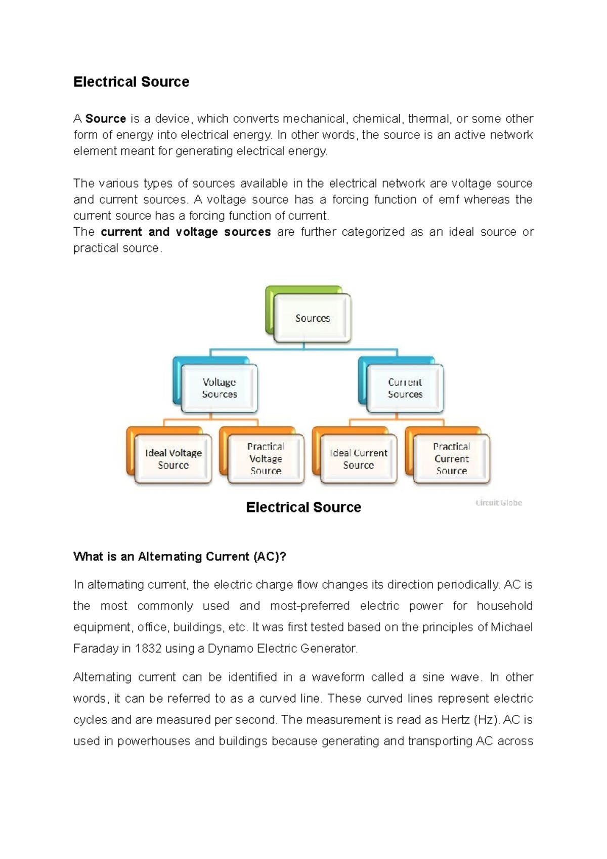 Electrical Source - In other words, the source is an active network ...
