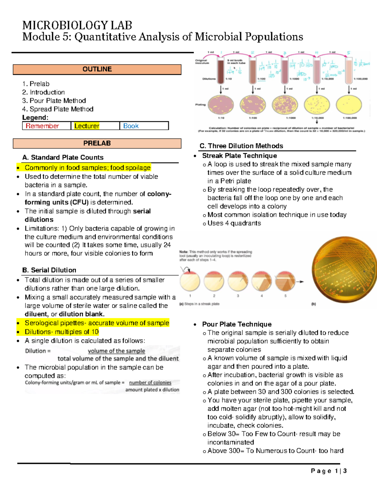 Bio425L Module 5 Quantitative Analysis of Microbial Populations-Notes ...