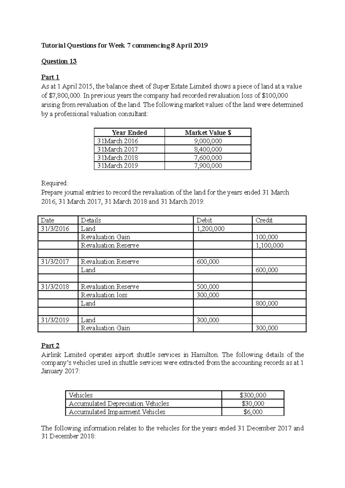 06 Tutorial Questions for Week 7 commencing 8 April - Tutorial ...