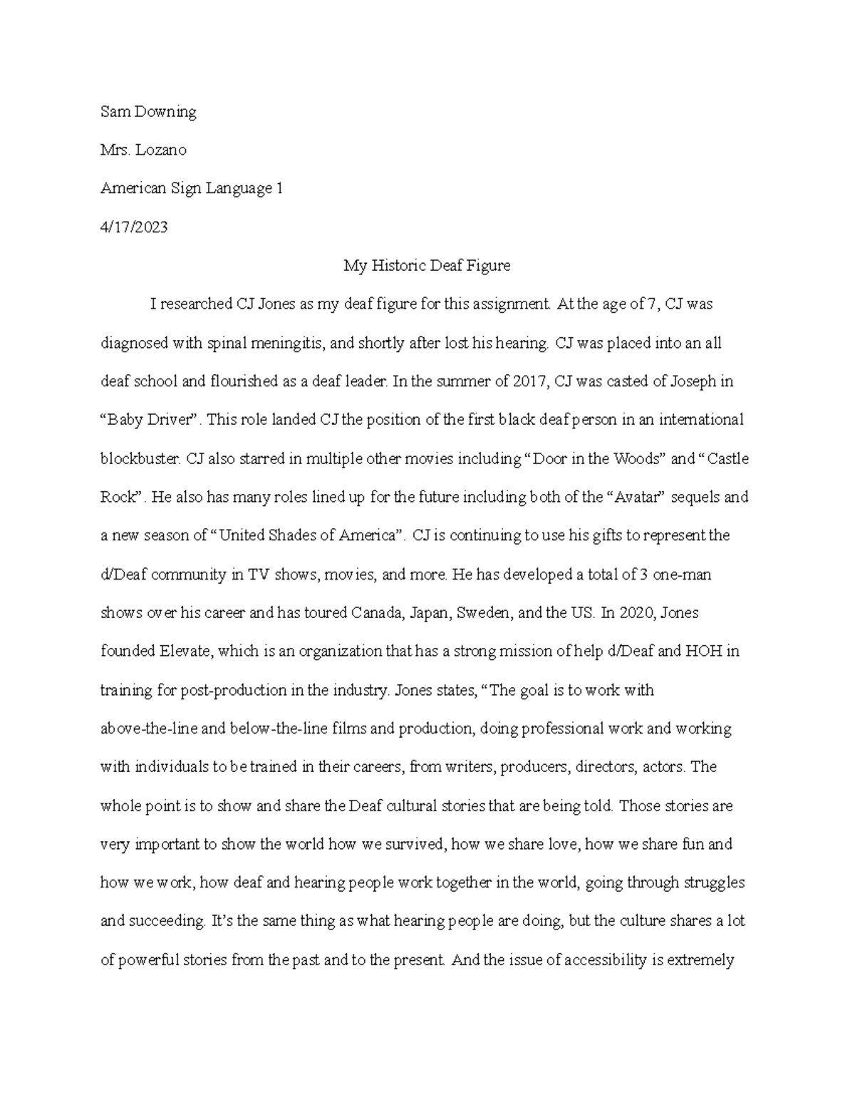Samuel Downing - Mid-Term Essay My Historic Deaf Figure - Sam Downing ...