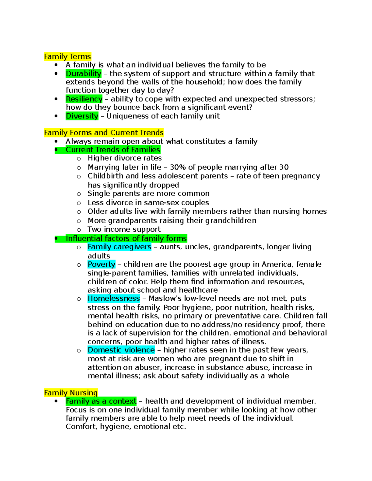 Outline exam 2 - Exam 2 study guides - Family Terms A family is what an ...