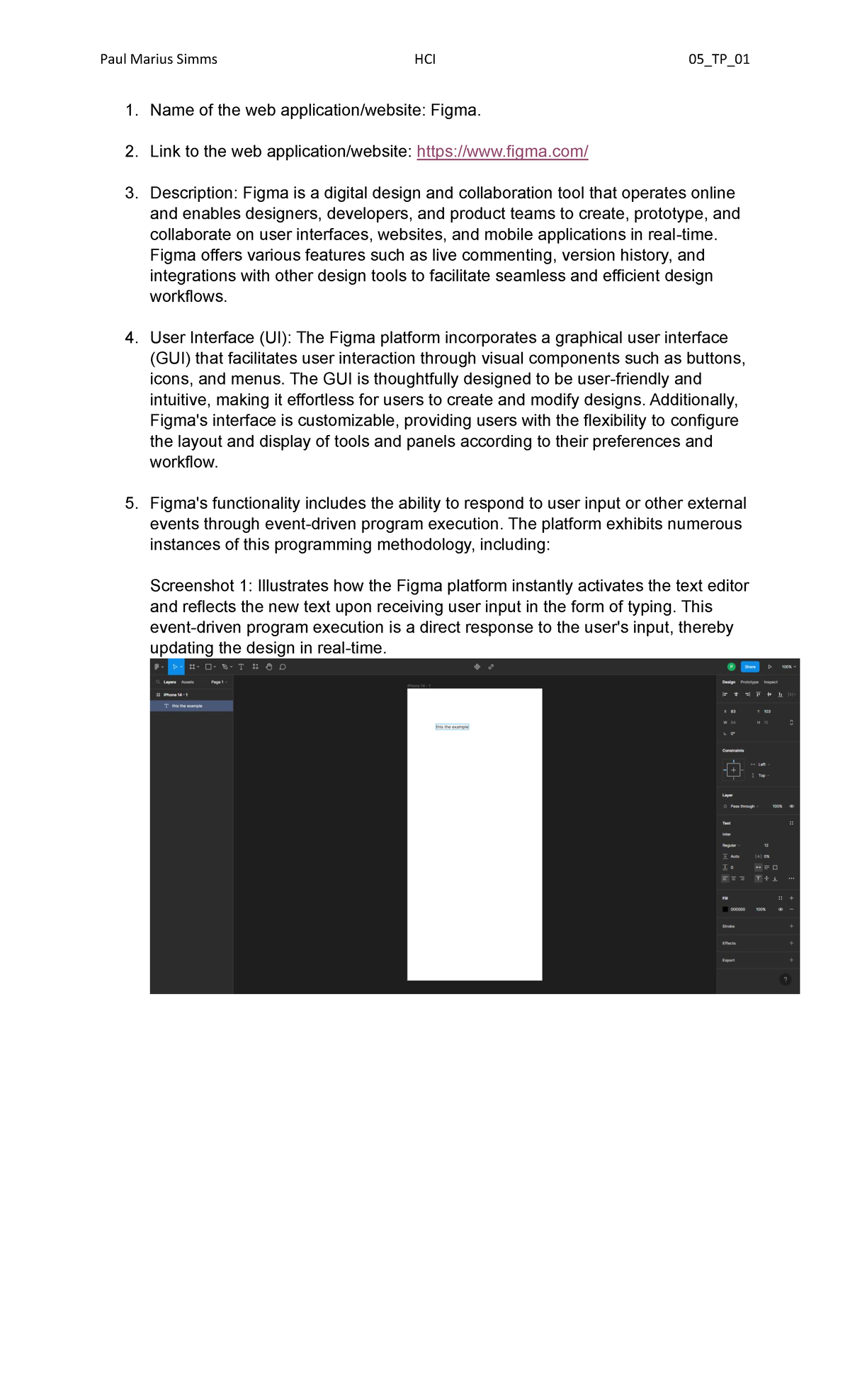 Simms,Paul-HCI-05 TP 01 - Paul Marius Simms HCI 05_TP_ 1. Name of the web application/website ...