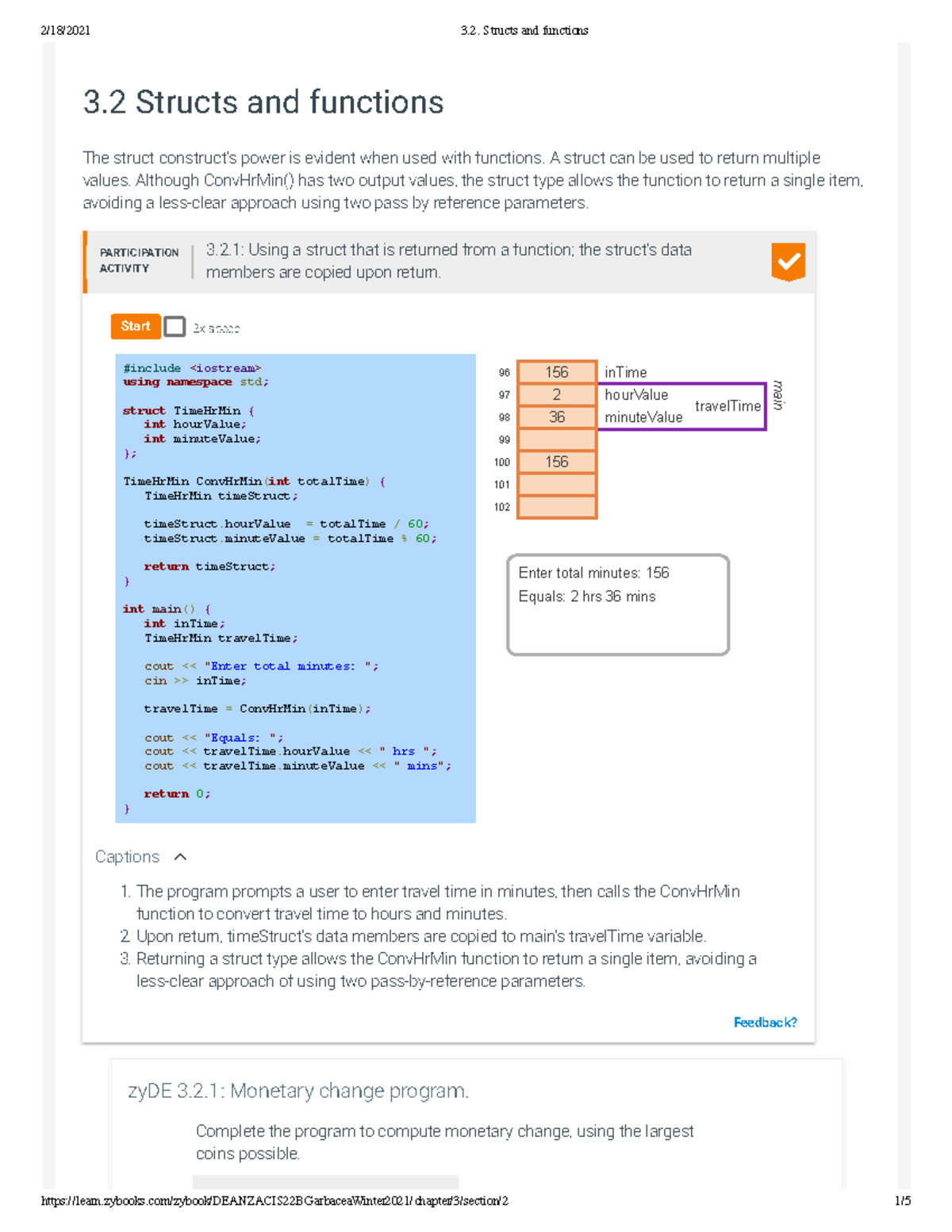 3.2. Structs and functions - 3 Structs and functions The struct construct's power is evident ...