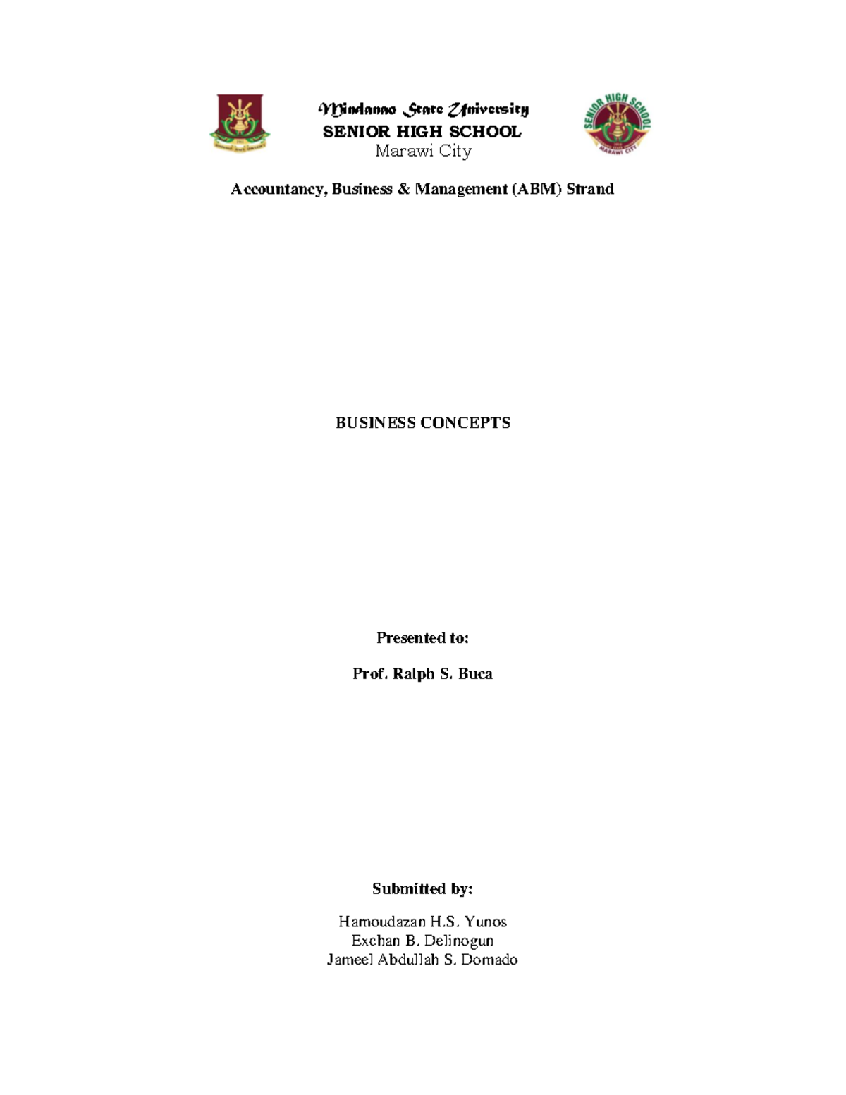 Business proposal sample - Mindanao State University SENIOR HIGH SCHOOL ...